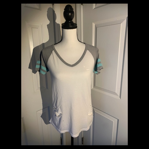PacSun | Tops | Ripped White Jersey Style Tshirt | Poshmark